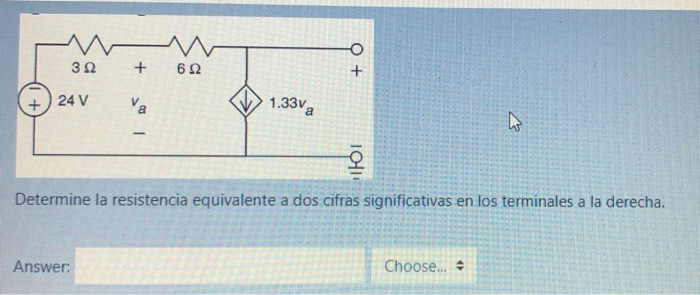 Solved + 622 (+) 24V V Determine la resistencia equivalente | Chegg.com