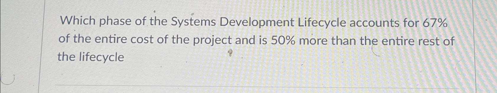Solved Which phase of the Systems Development Lifecycle | Chegg.com