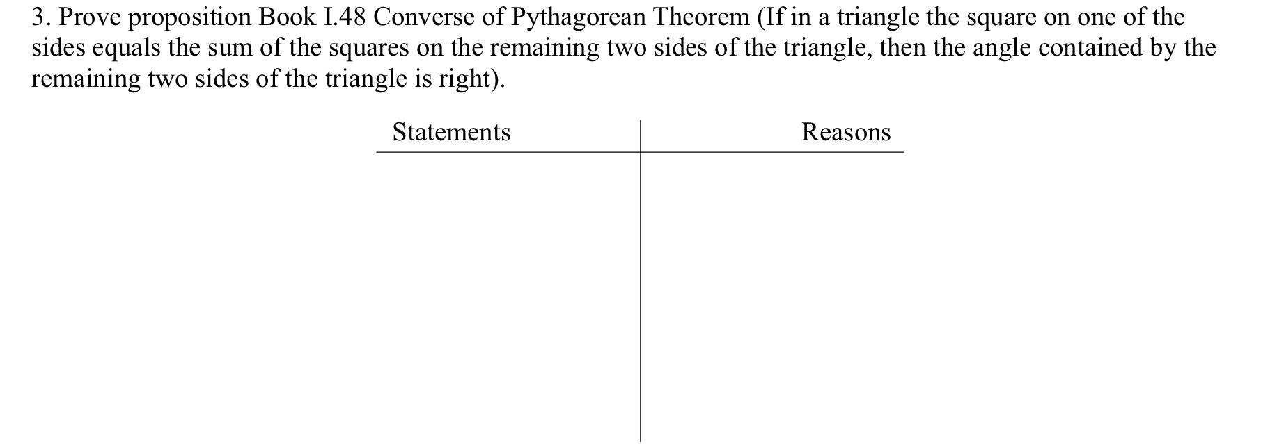 Solved Prove proposition Book I. 48 ﻿Converse of Pythagorean | Chegg.com