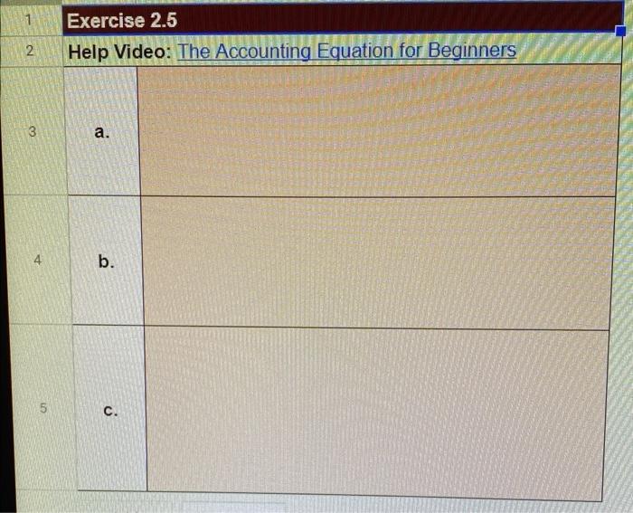 Solved EXERCISE 2.5 Using the Accounting Equation LO2-3 | Chegg.com