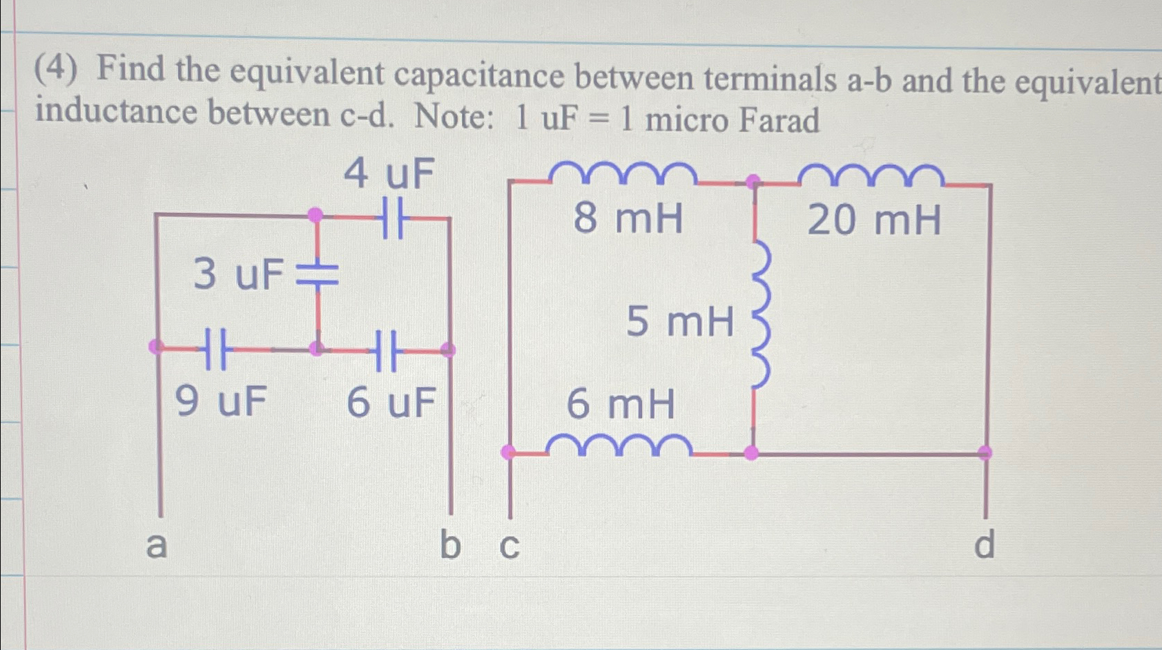Solved (4) ﻿Find the equivalent capacitance between | Chegg.com