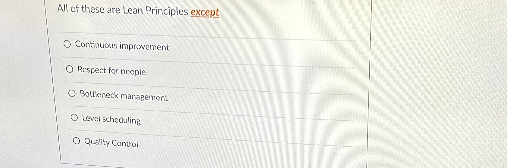 Solved All of these are Lean Principles exceptContinuous | Chegg.com