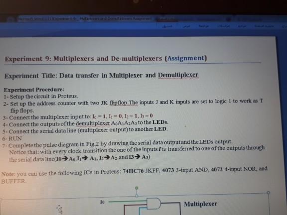 Experiment 9: Multiplexers and De-multiplexers | Chegg.com