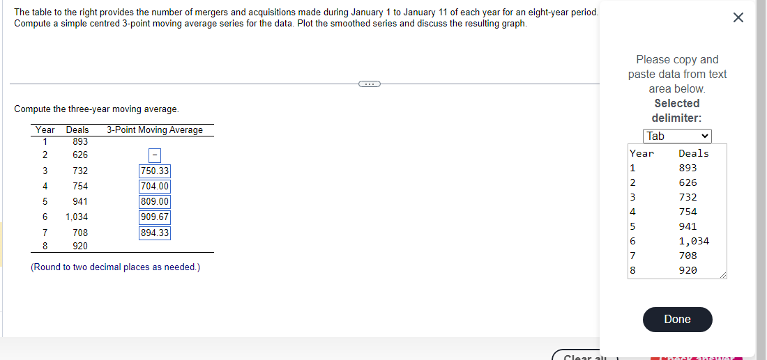 Solved The table to the right provides the number of mergers | Chegg.com