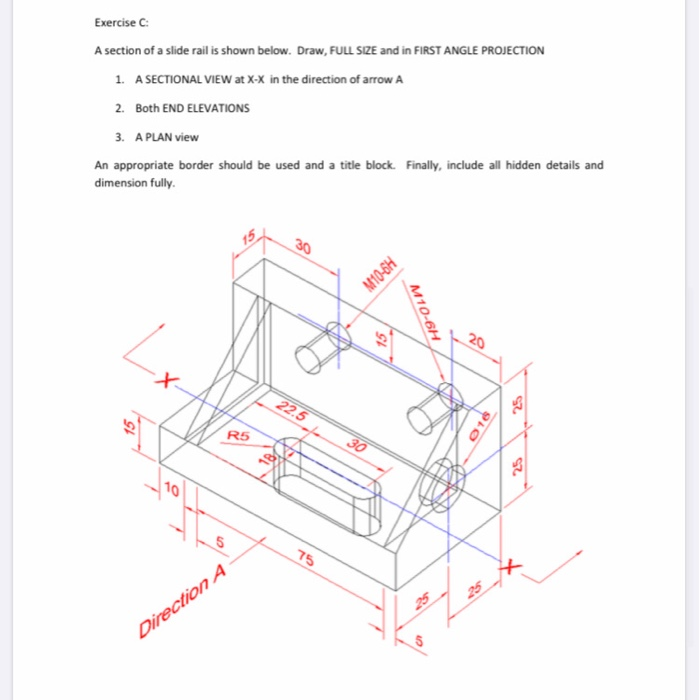 Solved Exercise A: A section of a slide rail is shown below. | Chegg.com