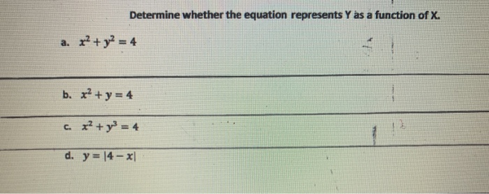 Solved Determine Whether The Equation Represents Y As A