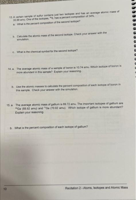 Solved 13. A certain sample of cullur contains just two | Chegg.com