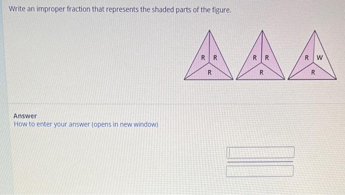 Solved Write an improper fraction that represents the shaded | Chegg.com