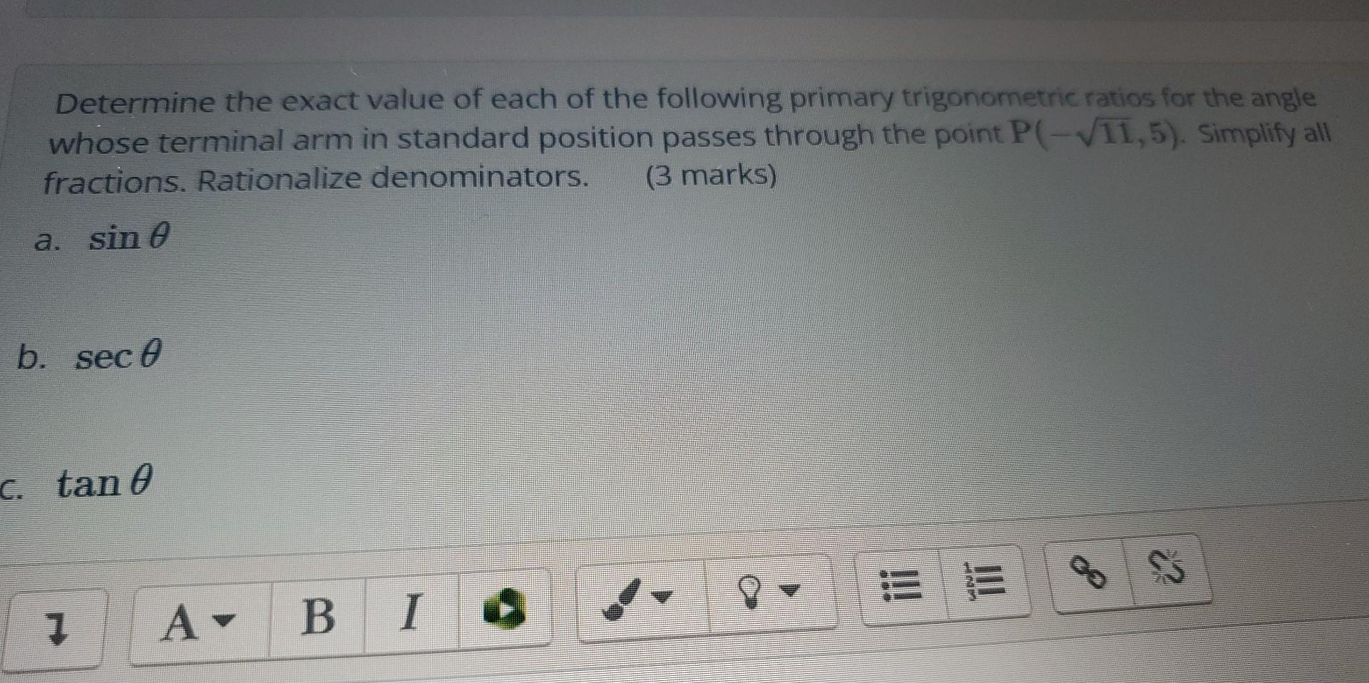 Solved Determine the exact value of each of the following | Chegg.com