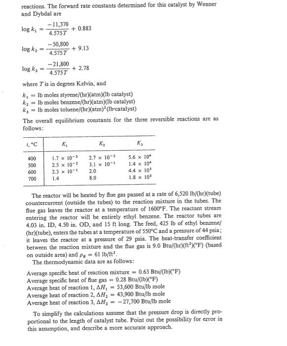 13 8 ² Design A Reactor System To Produce Styrene By