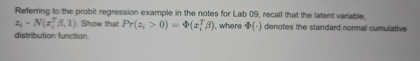Solved Referring to the probit regression example in the | Chegg.com