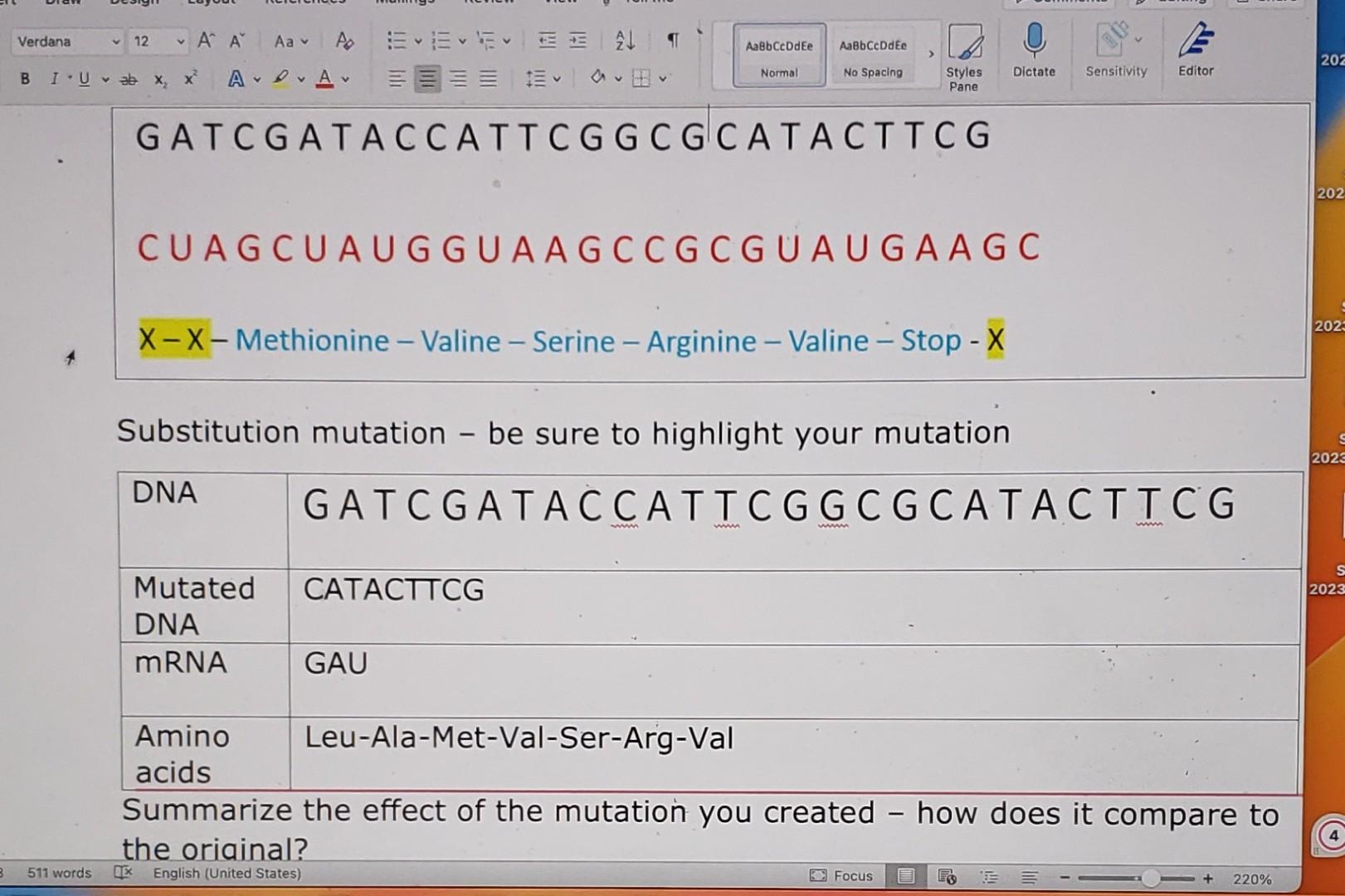 Solved Substitution mutation - be sure to highlight your | Chegg.com