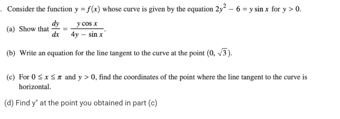 Solved Consider the function y=f(x) ﻿whose curve is given by | Chegg.com