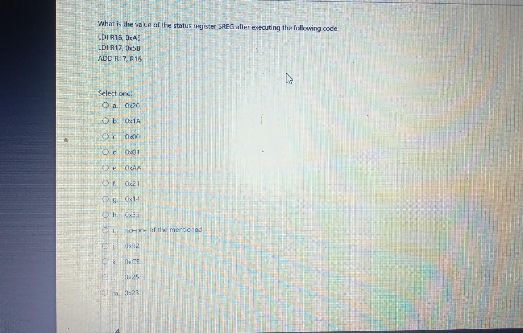 What is the value of the status register SREG after | Chegg.com