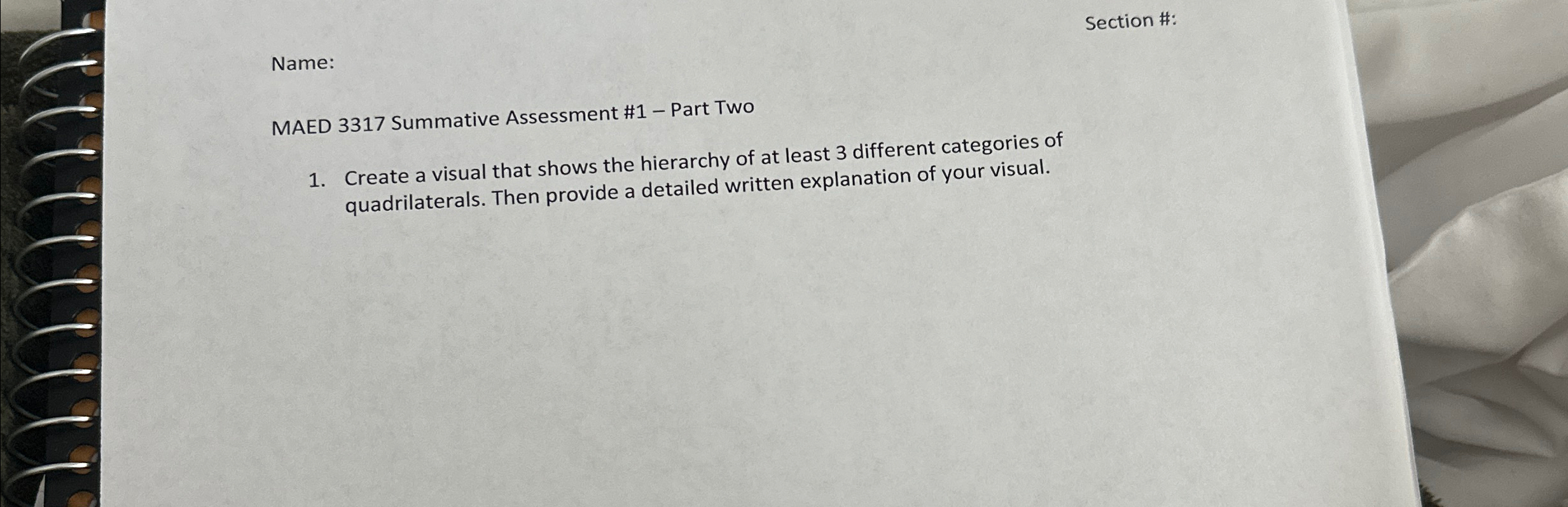 Solved Section #:Name:MAED 3317 ﻿Summative Assessment #1 - | Chegg.com