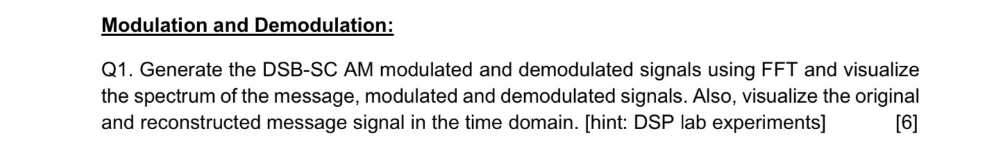 Modulation And Demodulation Q1 ﻿generate The Dsb Sc