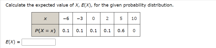 Solved Calculate The Expected Value Of X E X ﻿for The