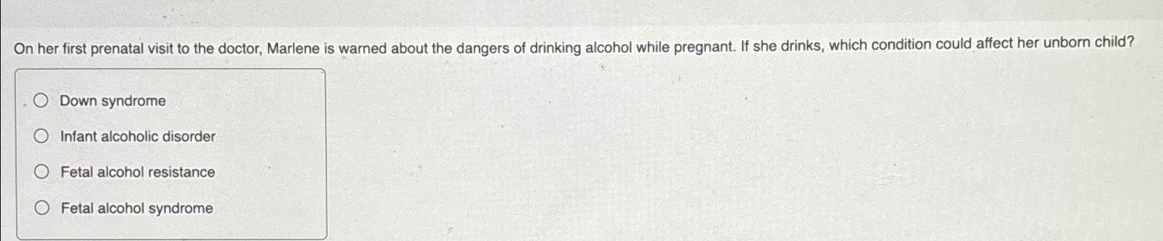 Solved On her first prenatal visit to the doctor, Marlene is | Chegg.com