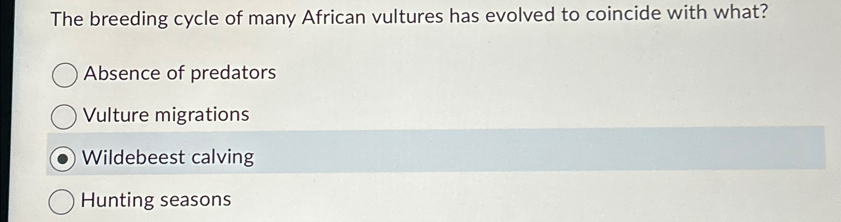 Solved The breeding cycle of many African vultures has | Chegg.com