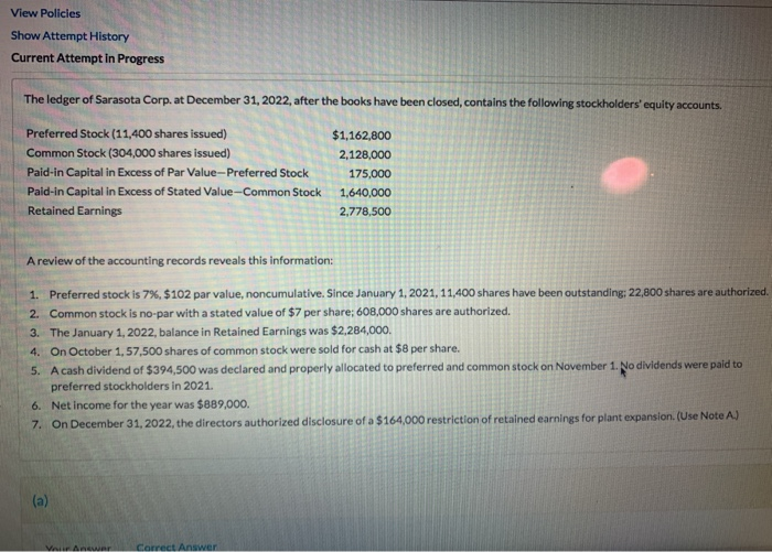 Solved View Policies Show Attempt History Current Attempt in | Chegg.com