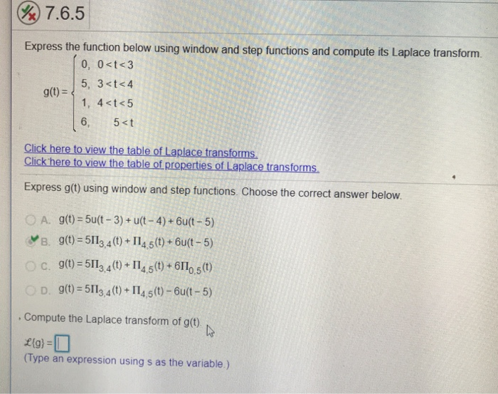 Solved %) 7.6.5 Express the function below using window and | Chegg.com