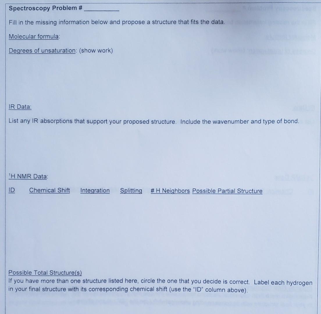 Solved Spectroscopy Problem # Fill in the missing | Chegg.com Solved Spectroscopy Problem # Fill in the missing | Chegg.com