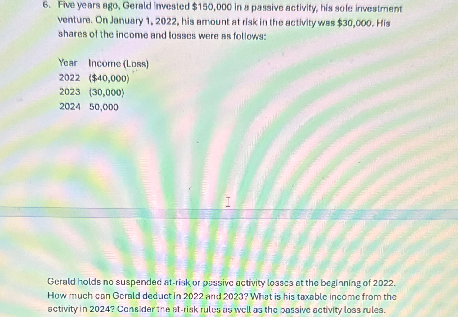 Solved Five years ago, Gerald invested $150,000 ﻿in a | Chegg.com