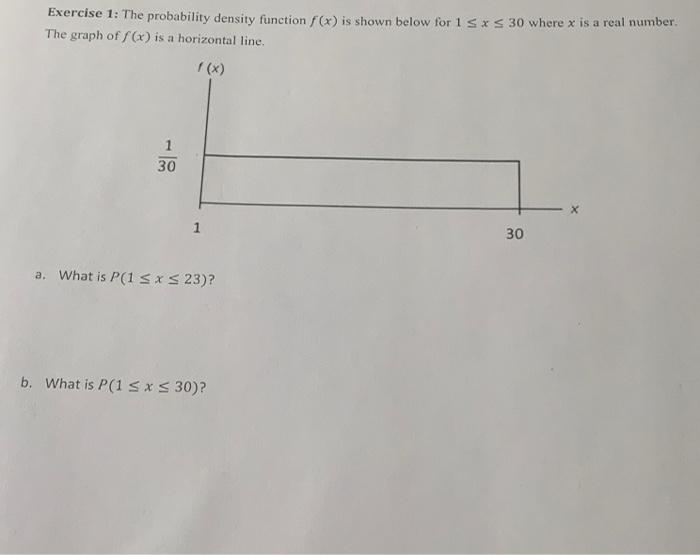 Solved Exercise 1: The probability density function f(x) is | Chegg.com