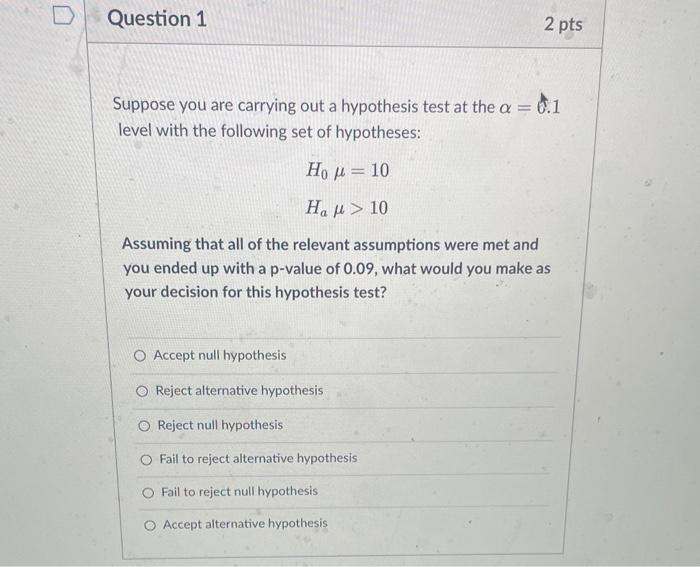 Solved Suppose you are carrying out a hypothesis test at the | Chegg.com