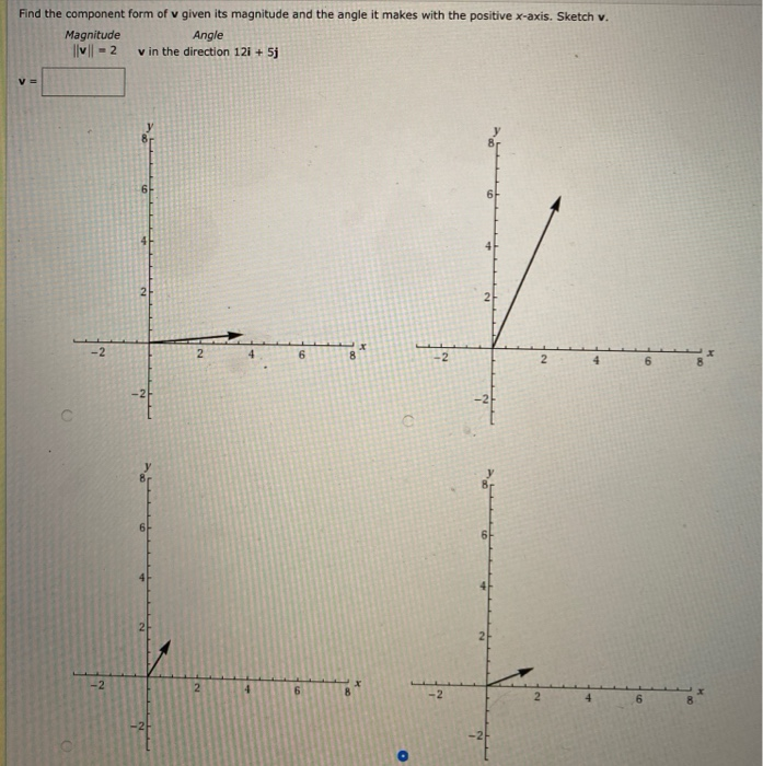Solved Find the component form of v given its magnitude and | Chegg.com