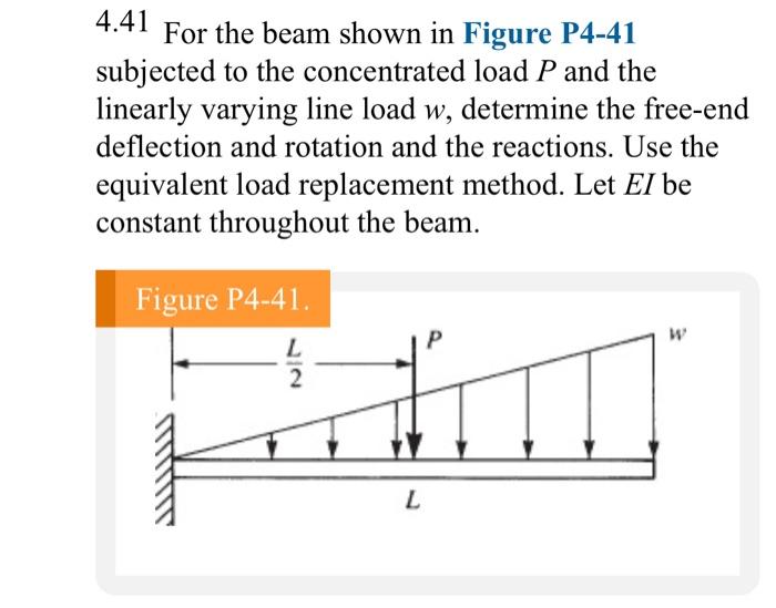 Solved 4.41 For the beam shown in Figure P4-41 subjected to | Chegg.com