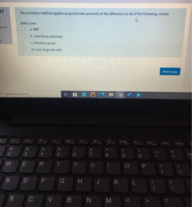 Solved 12 The proration method applies proportionate amounts | Chegg.com