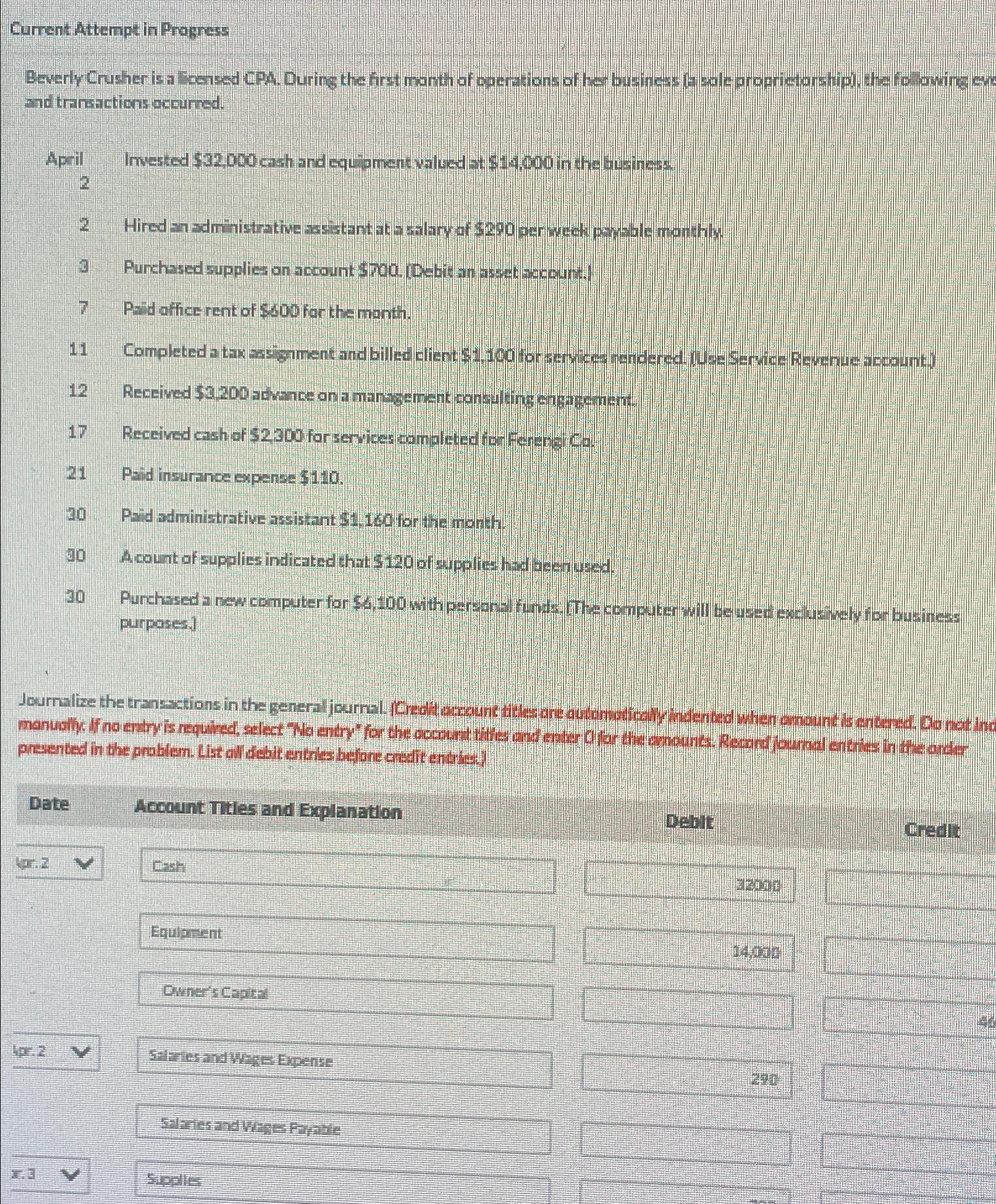 Solved Cument Atbemptin Progress and transactions | Chegg.com