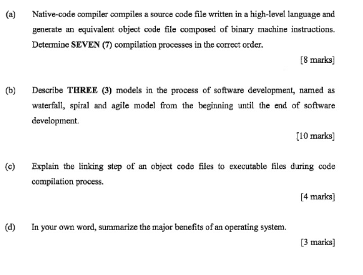 Solved (a) Native-code compiler compiles a source code file | Chegg.com