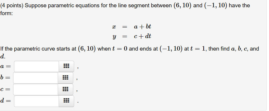 Solved (4 ﻿points) ﻿Suppose parametric equations for the | Chegg.com
