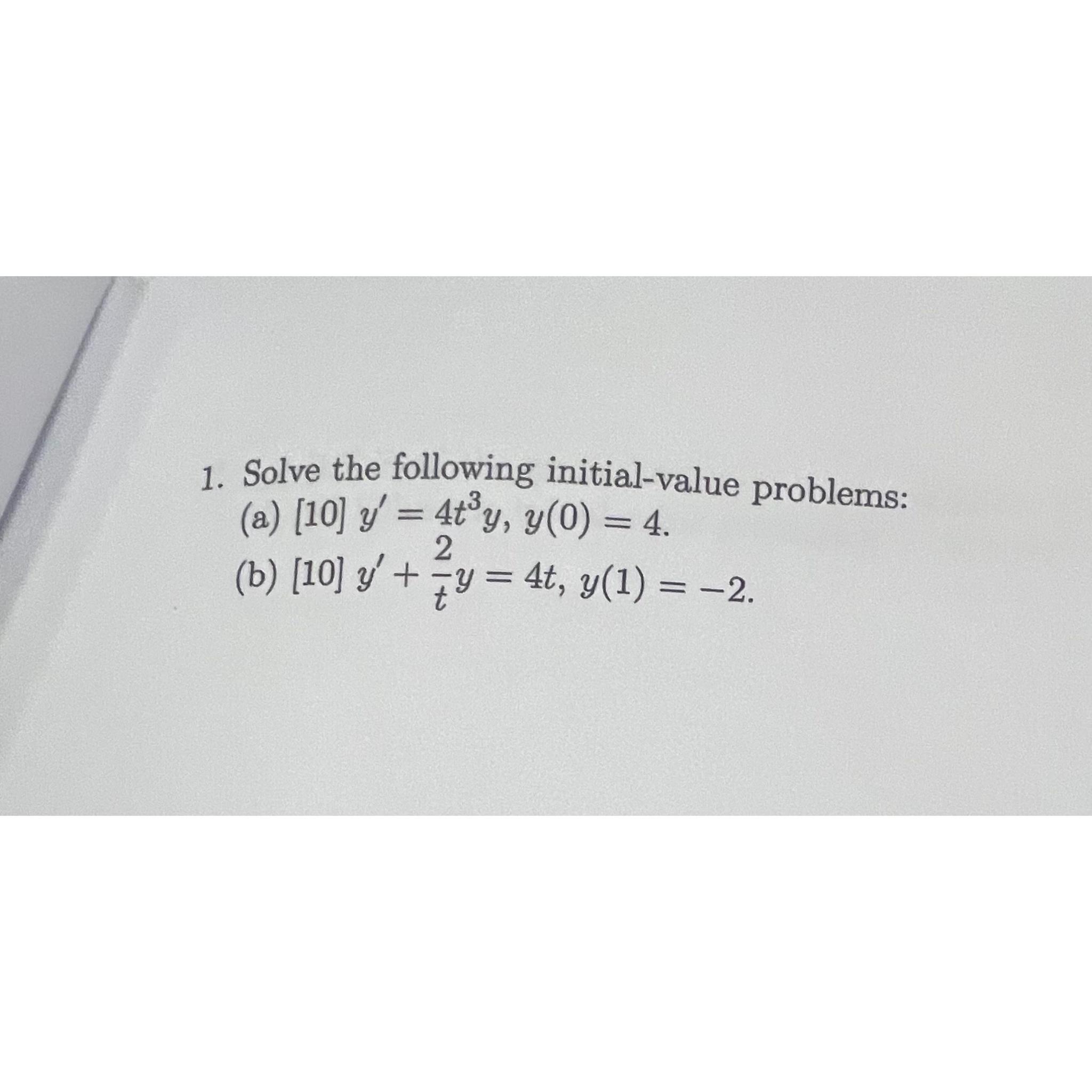 Solved Solve the following initial-value | Chegg.com