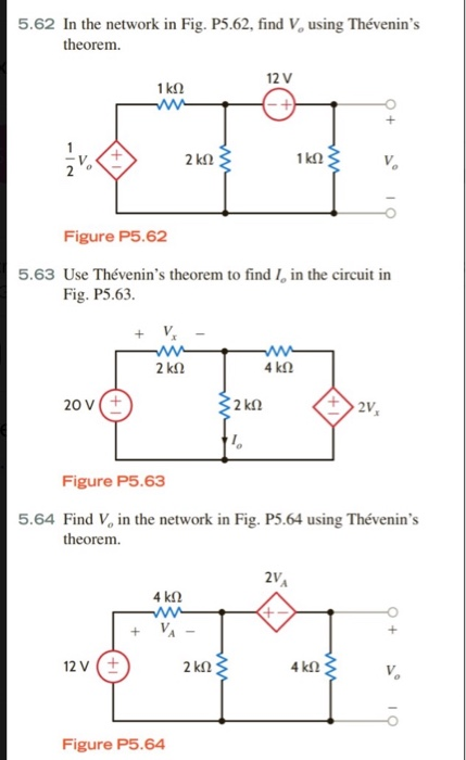 Solved 5.62 In the network in Fig. P5.62, find V. using | Chegg.com