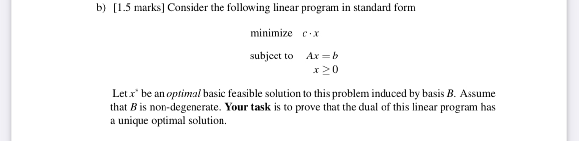 Solved b) [1.5 ﻿marks] ﻿Consider the following linear | Chegg.com