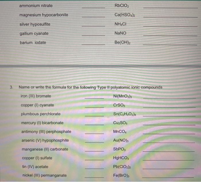 Solved ammonium nitrate RbCIOZ Ca(HSO4)2 magnesium | Chegg.com