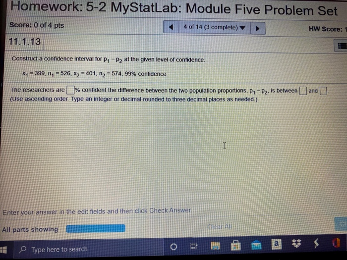 Solved Homework 5 2 Mystatlab Module Five Problem Set