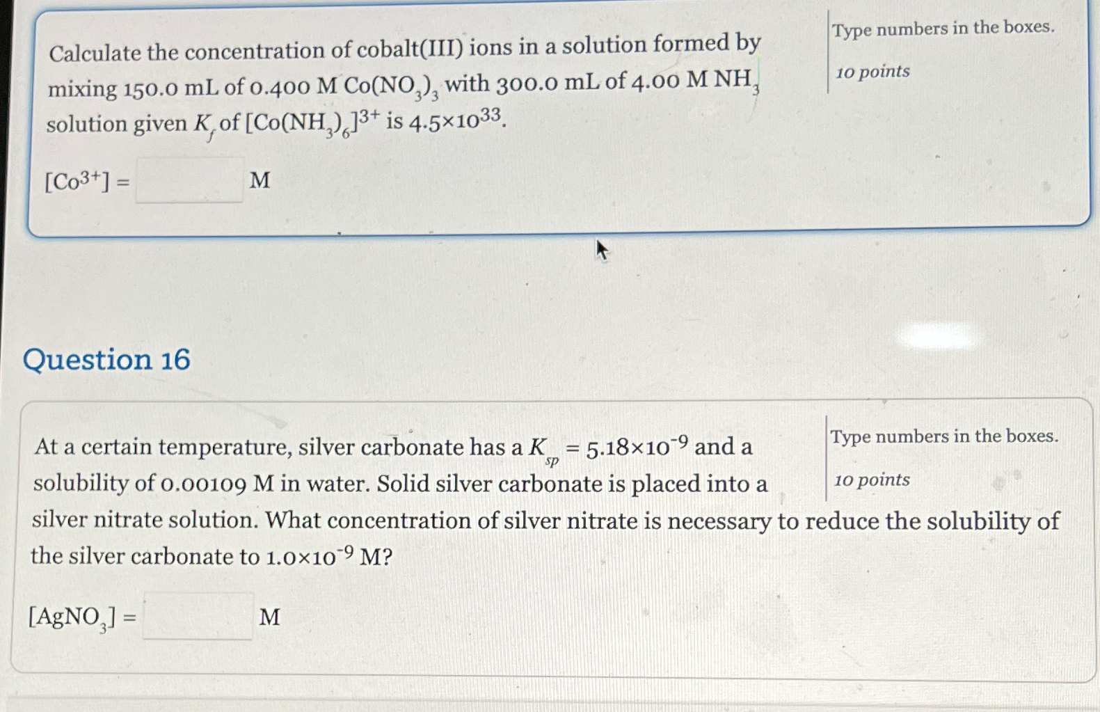 Solved Calculate the concentration of cobalt(III) ﻿ions in a | Chegg.com