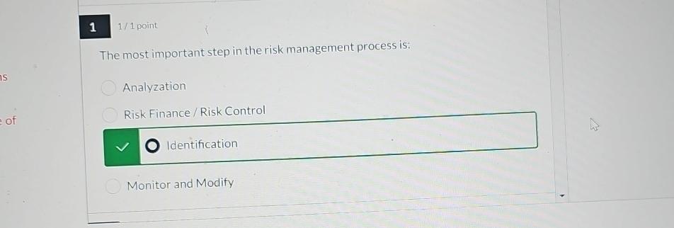 Solved 11/1 ﻿pointThe most important step in the risk | Chegg.com