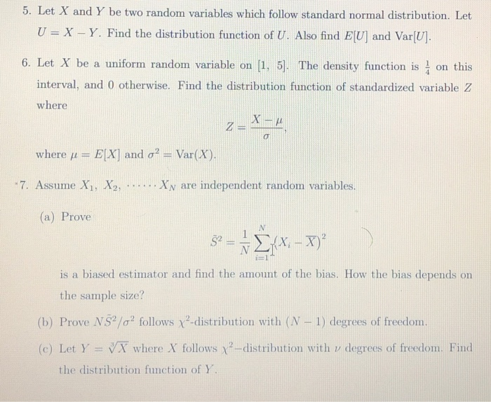 Solved 5. Let X and Y be two random variables which follow | Chegg.com
