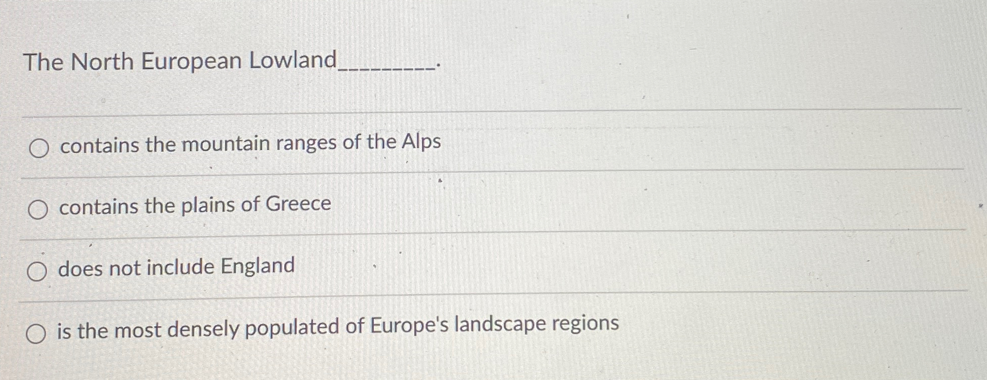 Solved The North European Lowland q,contains the mountain | Chegg.com