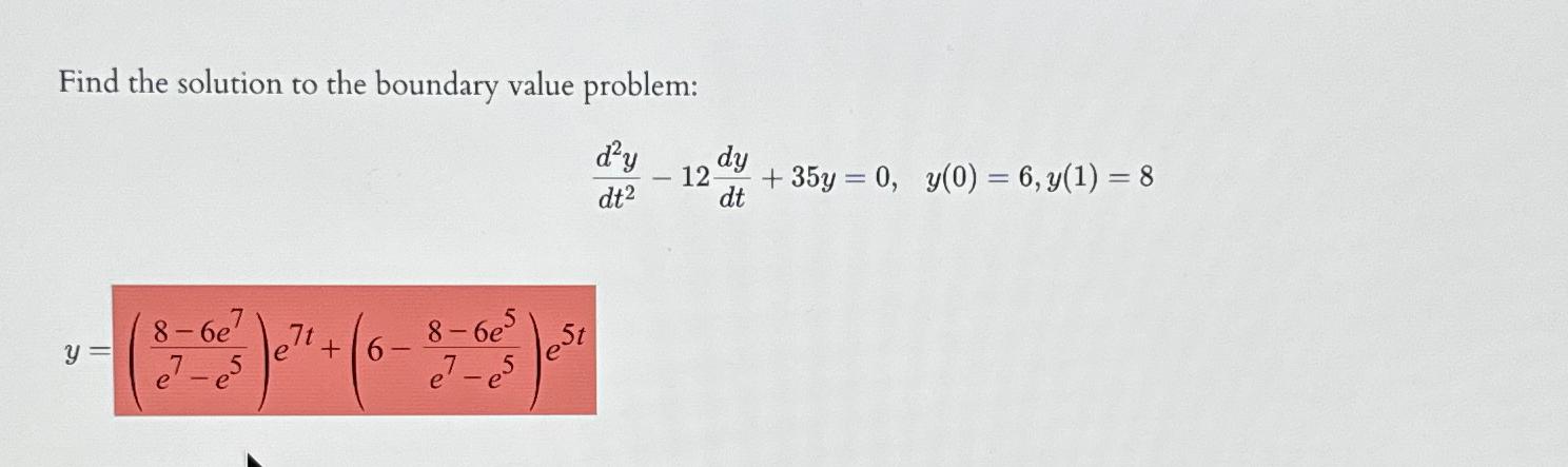 Solved Find the solution to the boundary value | Chegg.com