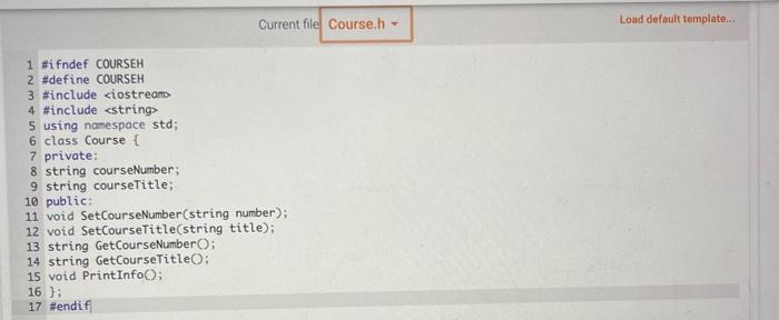 Solved Given main0. define a course base class with | Chegg.com