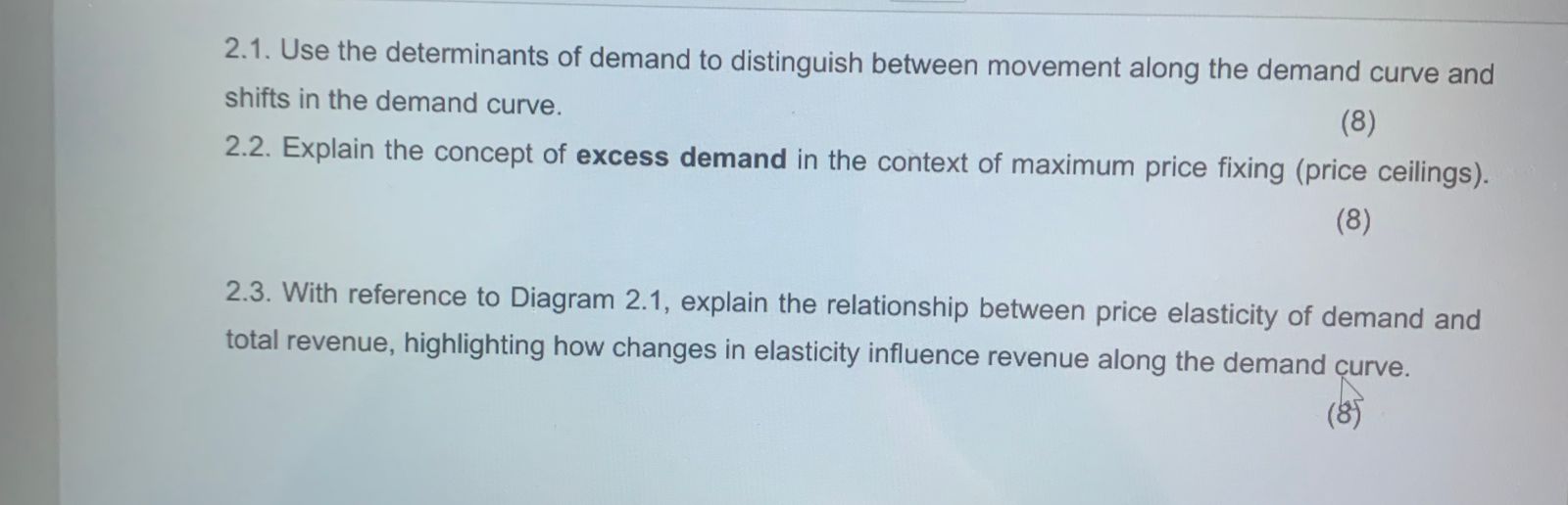 Solved 2.1. ﻿Use the determinants of demand to distinguish | Chegg.com