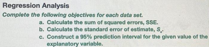 Solved Regression Analysis Complete the following objectives | Chegg.com