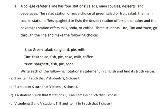 Solved 1. A college cafeteria line has four stations: | Chegg.com