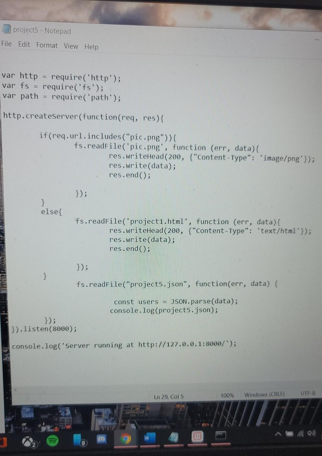 Solved *project5.json - Notepad File Edit Format View Help 1 | Chegg.com